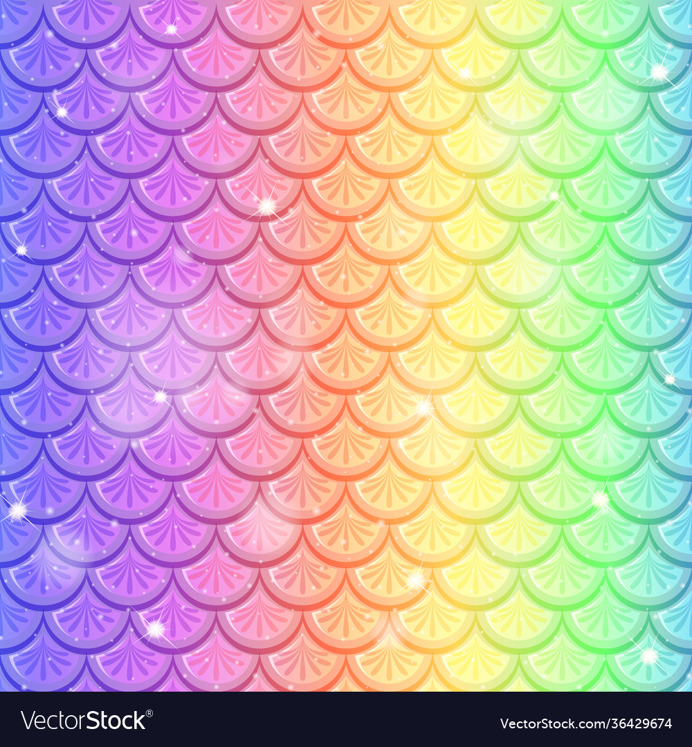 Rainbow fish scale seamless pattern background Vector Image
