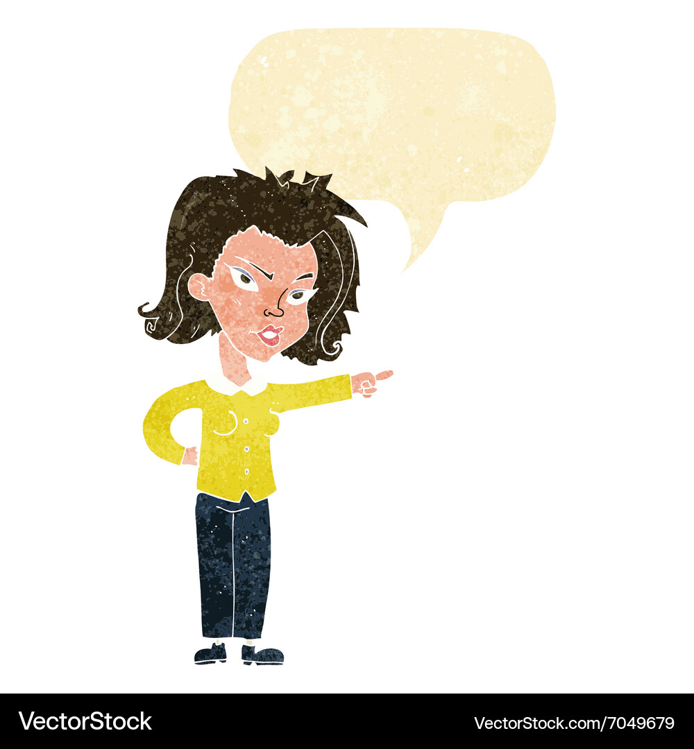 Cartoon woman pointing with speech bubble Vector Image