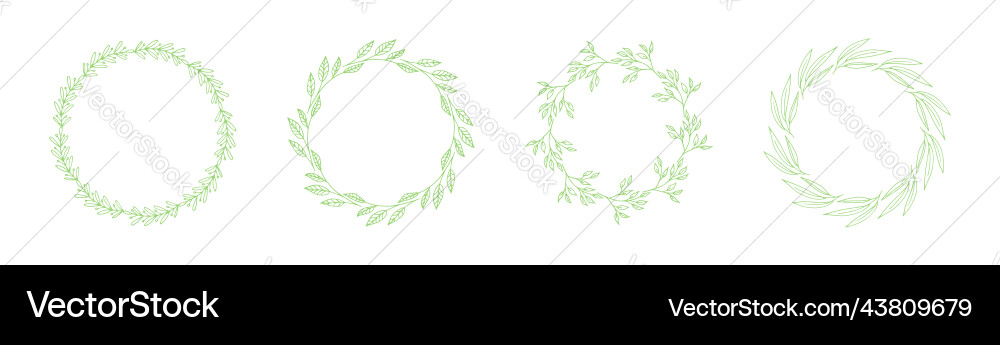 Floral circle decorative wreaths set Royalty Free Vector