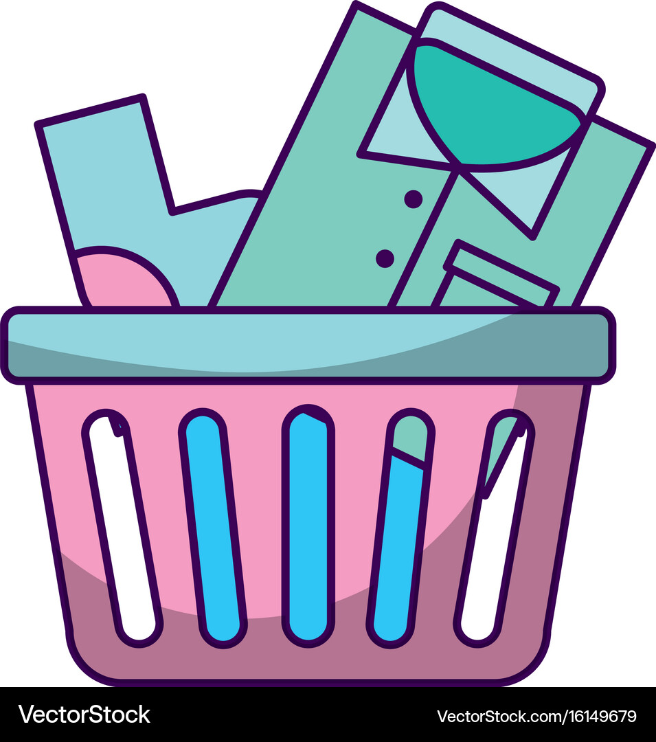 Laundry basket with clothes Royalty Free Vector Image