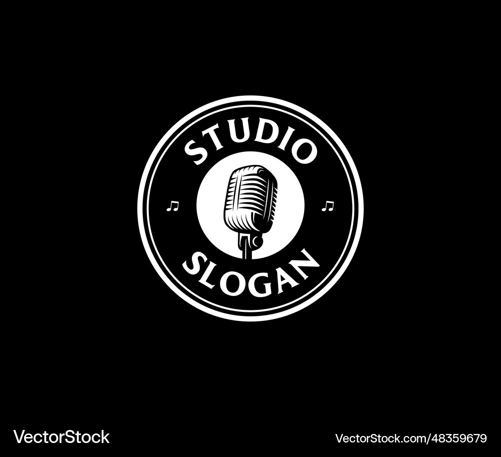 Radio logo design and recording studio Royalty Free Vector