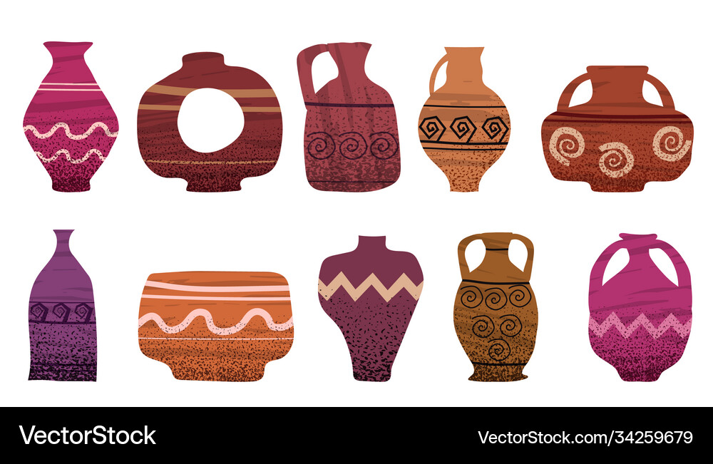Set trendy vases abstract contemporary shape Vector Image