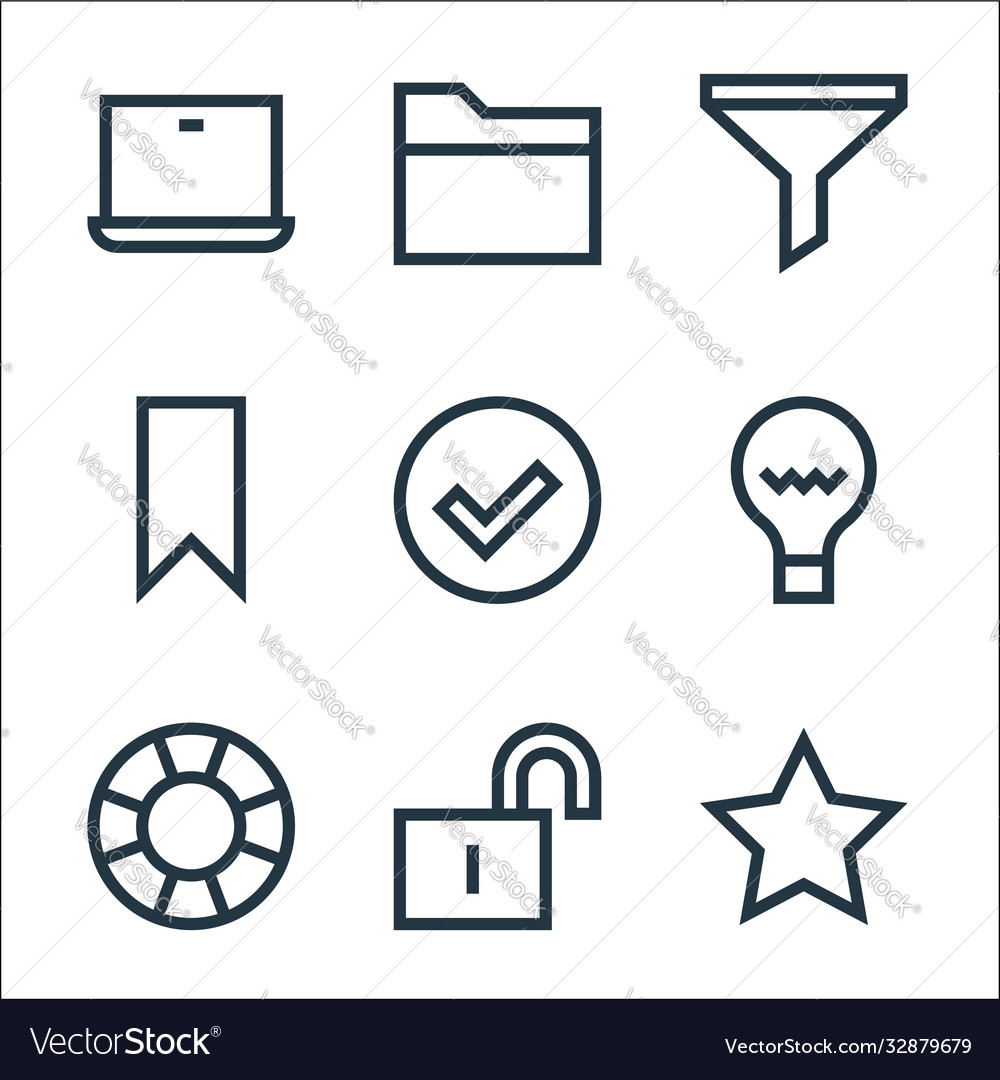 Web essentials line icons linear set quality line Vector Image