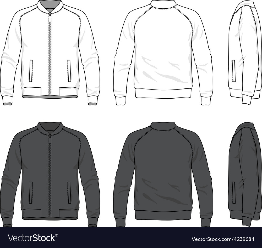 Blank Bomber Jacket With Zipper Royalty Free Vector Image