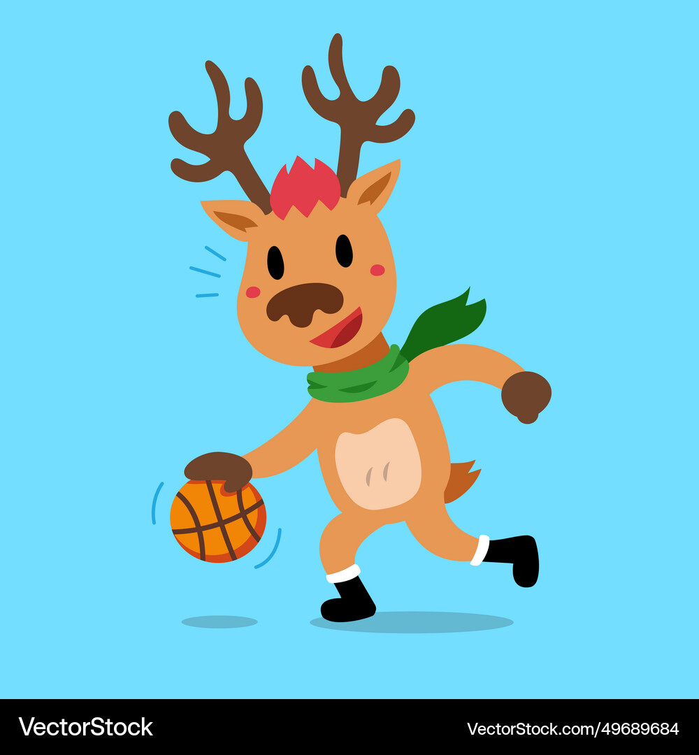 Cartoon character christmas reindeer playing Vector Image