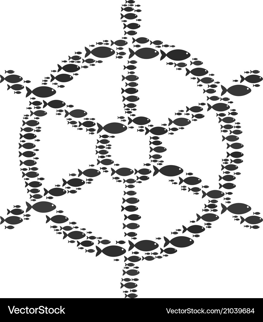 Fish boat steering wheel concept Royalty Free Vector Image