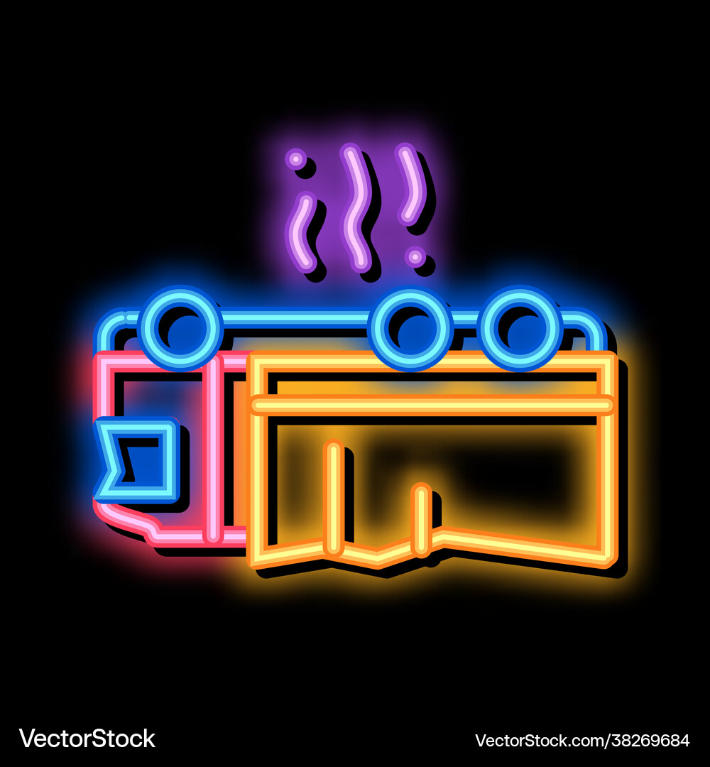 Inverted car accident neon glow icon Royalty Free Vector