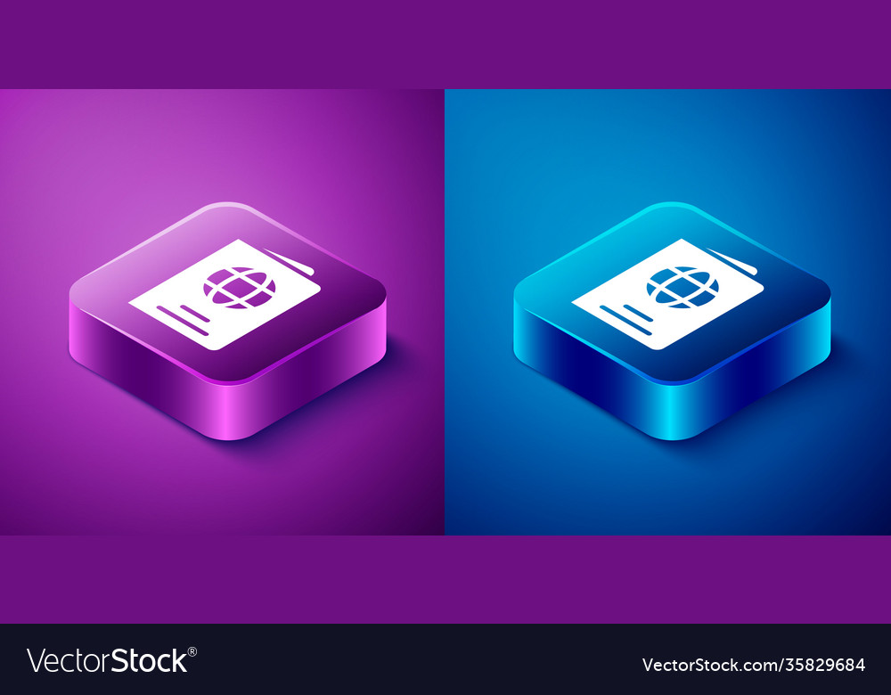 Isometric Passport With Biometric Data Icon Vector Image