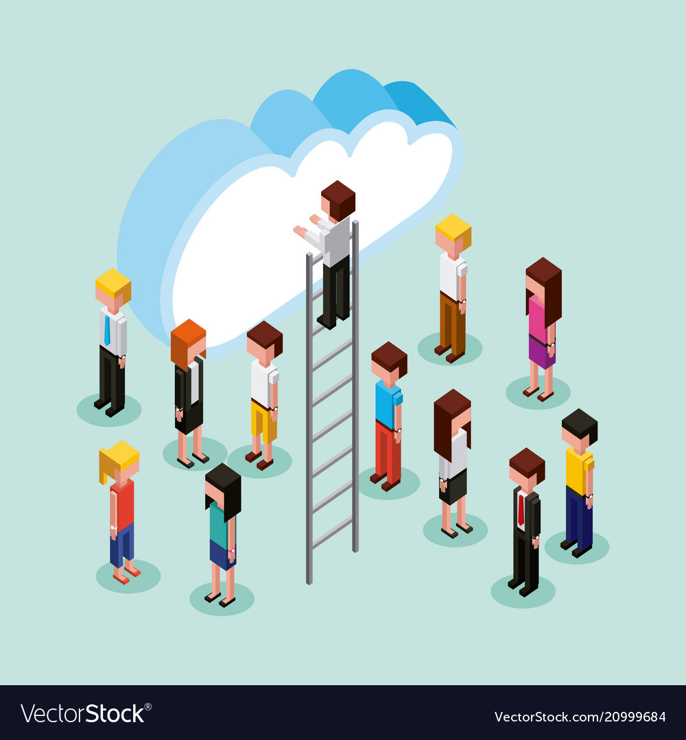 People cloud computing storage Royalty Free Vector Image