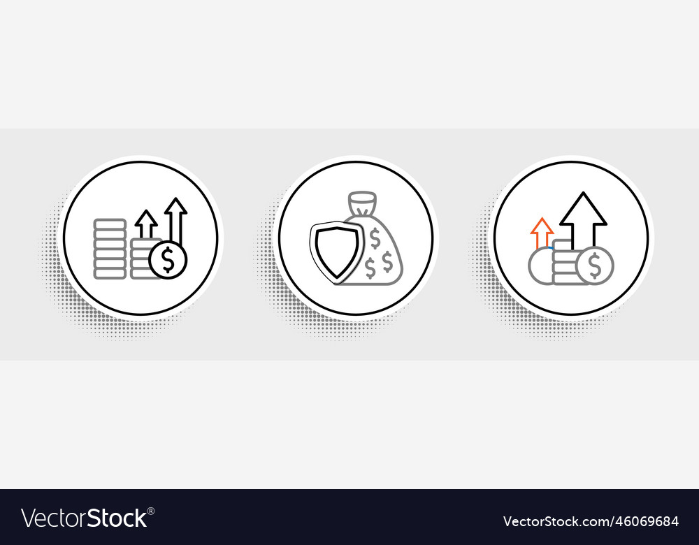 Set line financial growth and coin dollar Vector Image Set line financial growth and coin dollar Vector Image