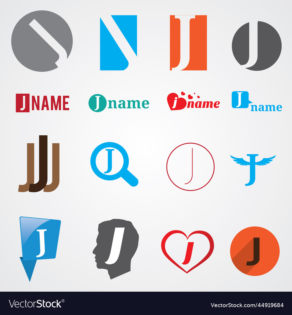 Set Of Alphabet Symbols Of Letter J Royalty Free Vector