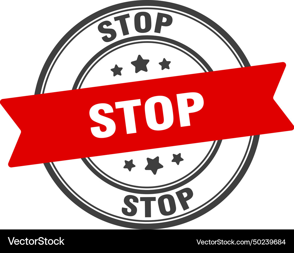 Stop stamp label on transparent background Vector Image