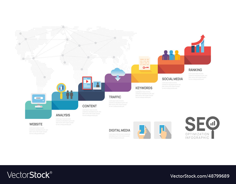Infographic template seo optimization diagram Vector Image