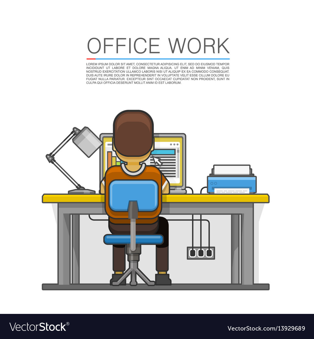 Man sitting at desktop and working on the computer