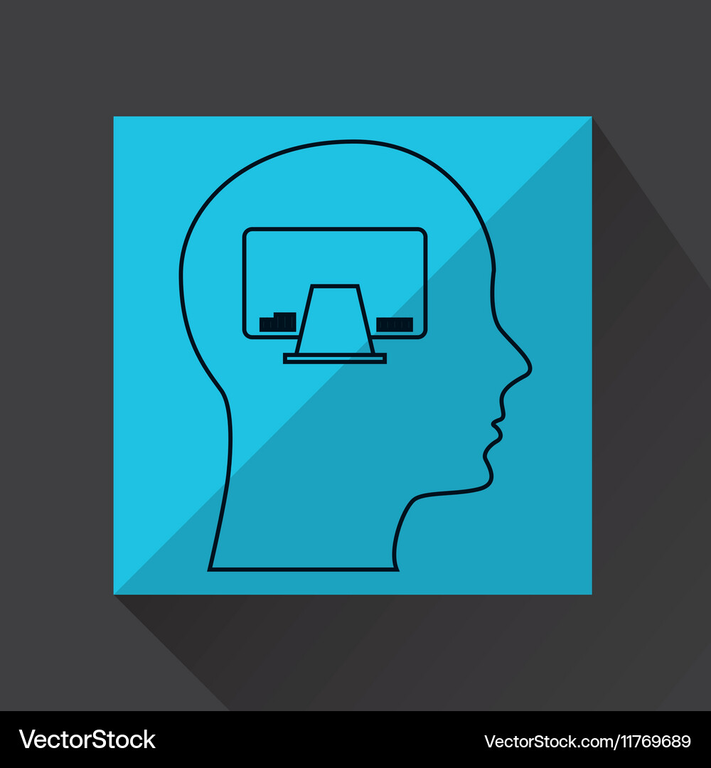Silhouette profile business computer concept Vector Image