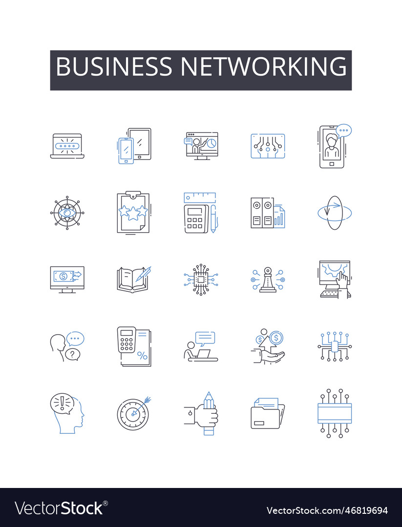 Business Networking Line Icons Collection Victory Vector Image