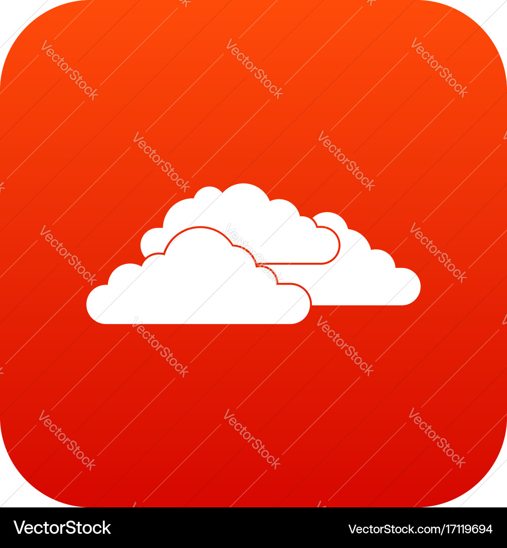 Clouds icon digital red Royalty Free Vector Image