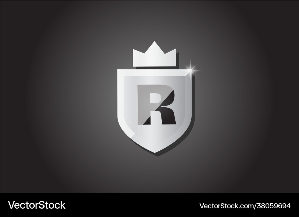Creative shield r alphabet letter icon logo Vector Image