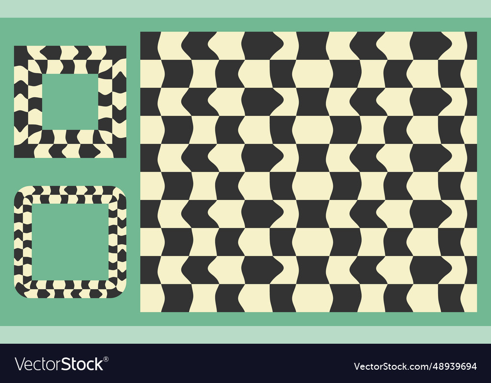 Frames seamless pattern set checkered distorted Vector Image
