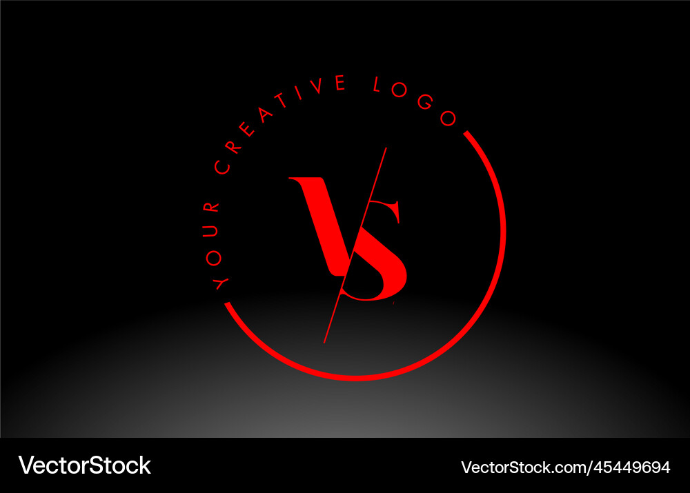 Red vs serif letter logo design with creative Vector Image