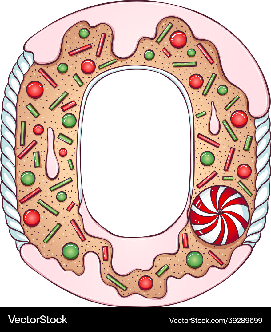 Alphabet gingerbread letter o Royalty Free Vector Image