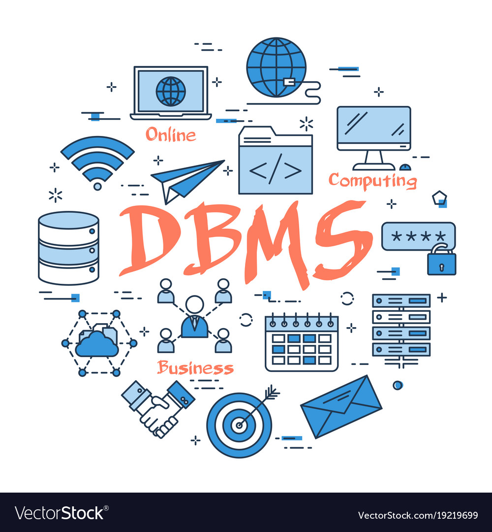 Blue round dbms concept Royalty Free Vector Image Blue round dbms concept Royalty Free Vector Image