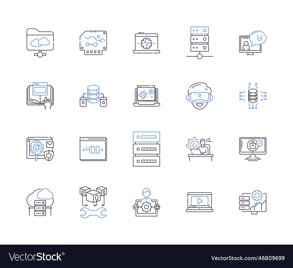 Digital platform line icons collection platform Vector Image