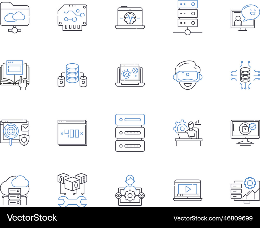 Digital platform line icons collection Royalty Free Vector