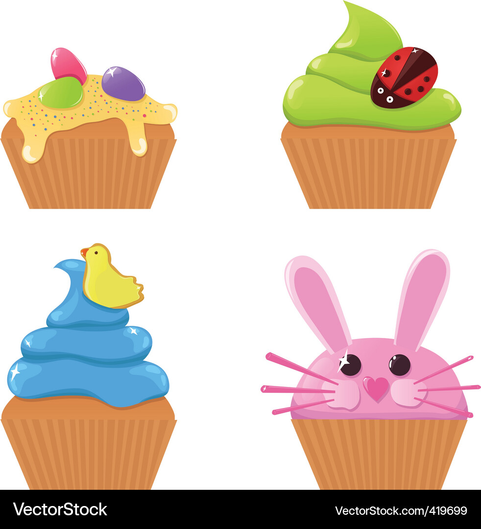 Easter cupcakes Royalty Free Vector Image - VectorStock