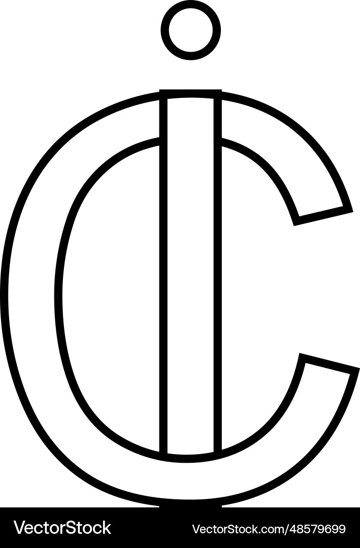 Logo sign ic ci icon interlaced letters c i Vector Image