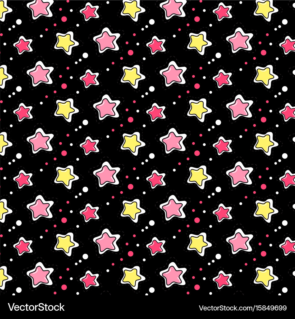 Pink yellow stars pattern Royalty Free Vector Image