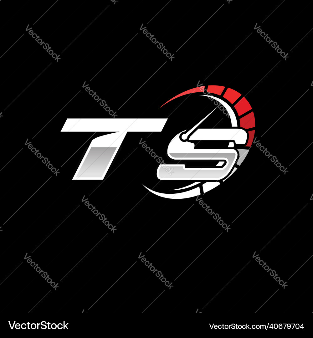 Ts logo letter speed meter racing style Royalty Free Vector