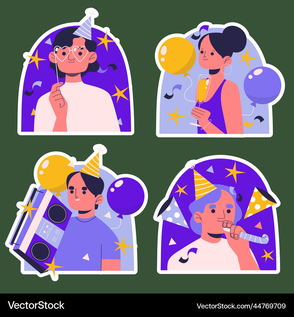 Birthday party elements set design Royalty Free Vector Image