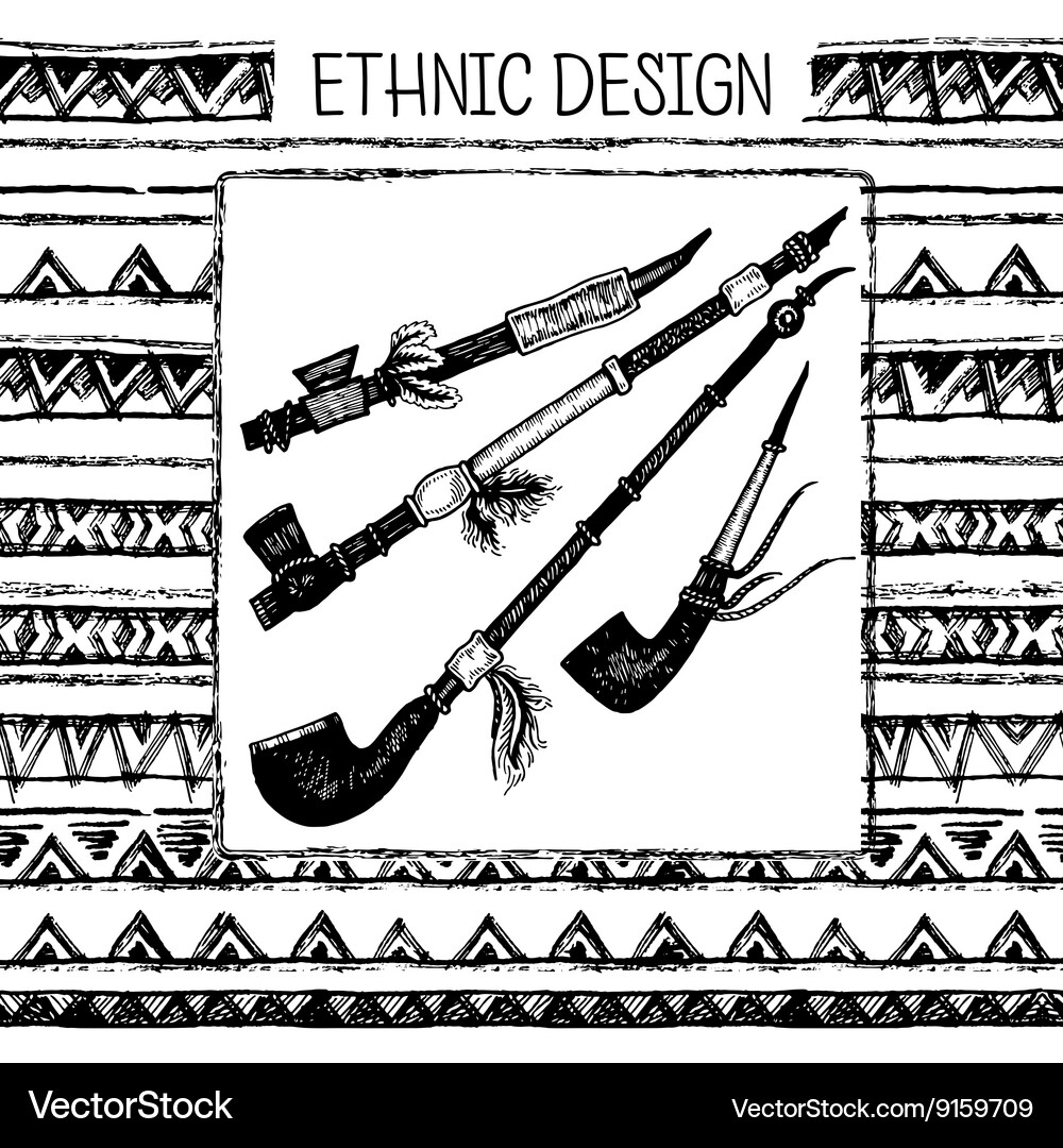 Pattern with smoking pipe Black and white Vector Image