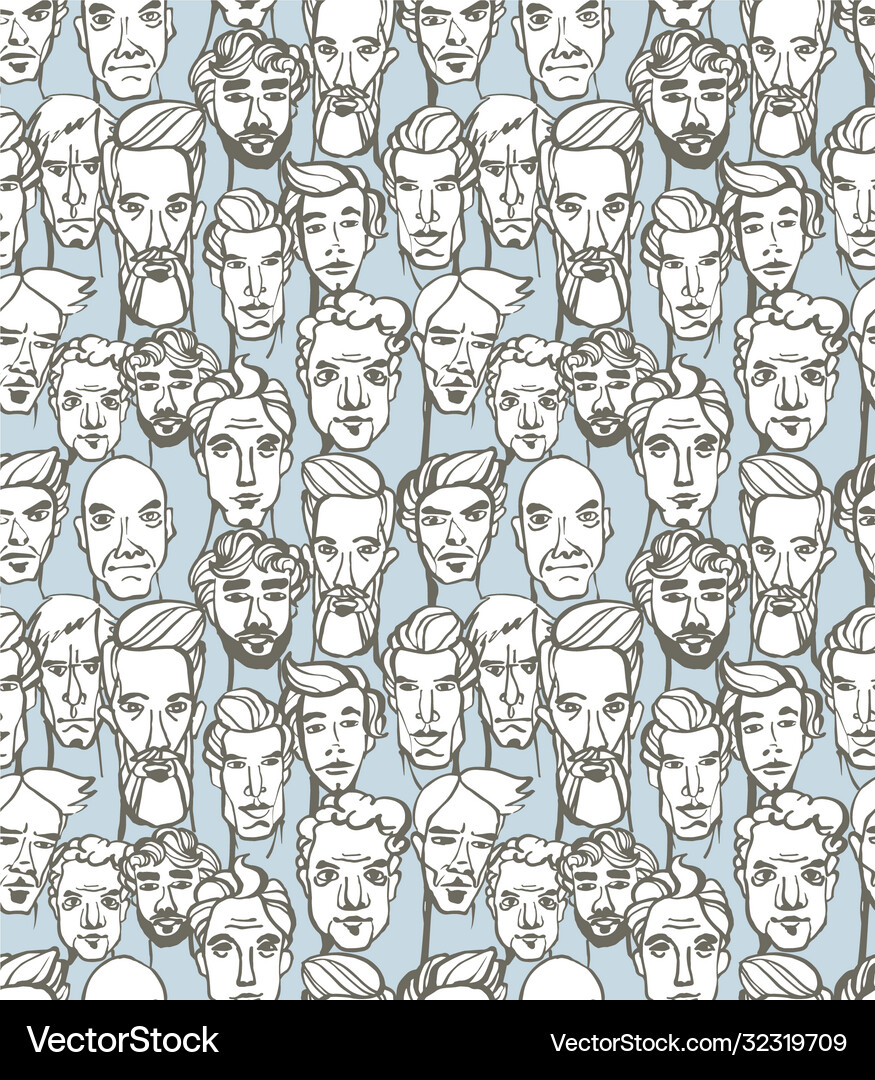 Seamless pattern male doodle hand drawn Royalty Free Vector