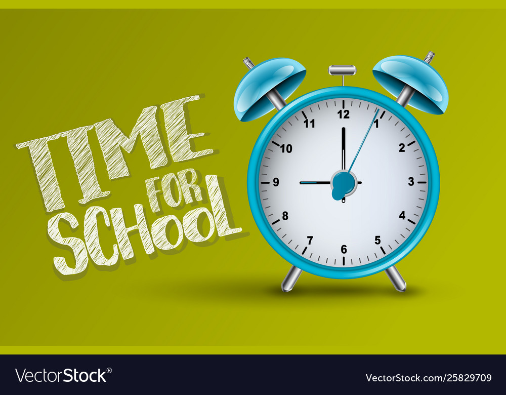 Time for school banner with realistic alarm clock Vector Image