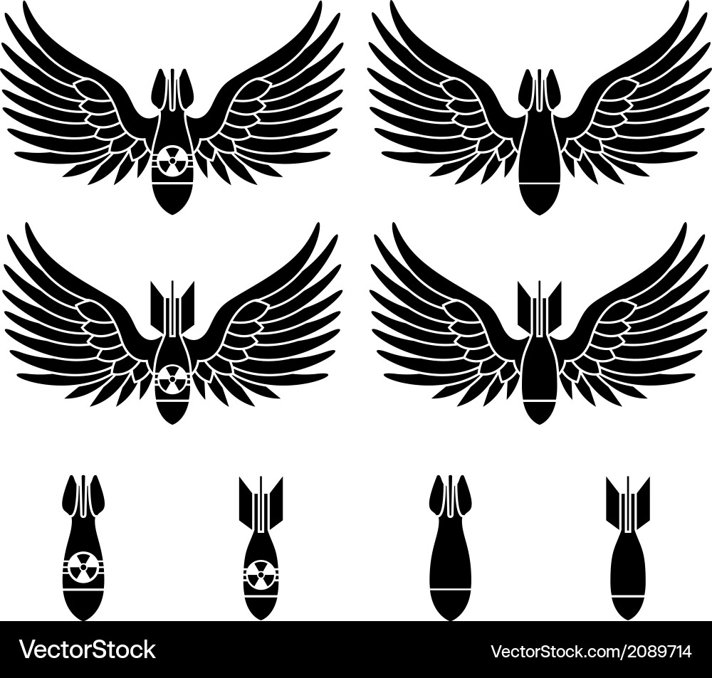 Bombs with wings Royalty Free Vector Image - VectorStock