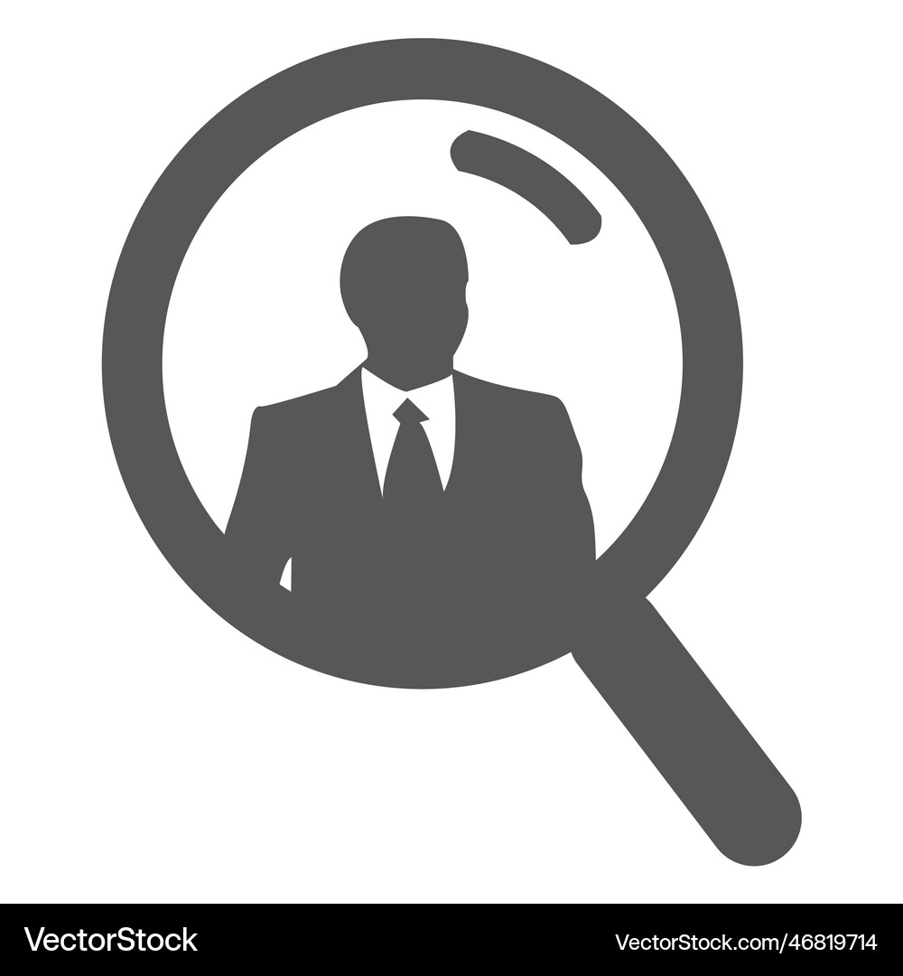 Businessman on magnifier icon Royalty Free Vector Image