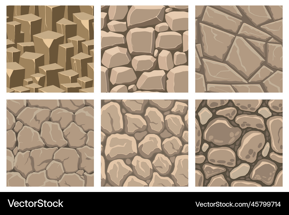 Cartoon game textures rocks dirt and ground Vector Image