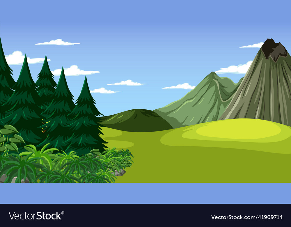 Nature scene with trees and fields Royalty Free Vector Image
