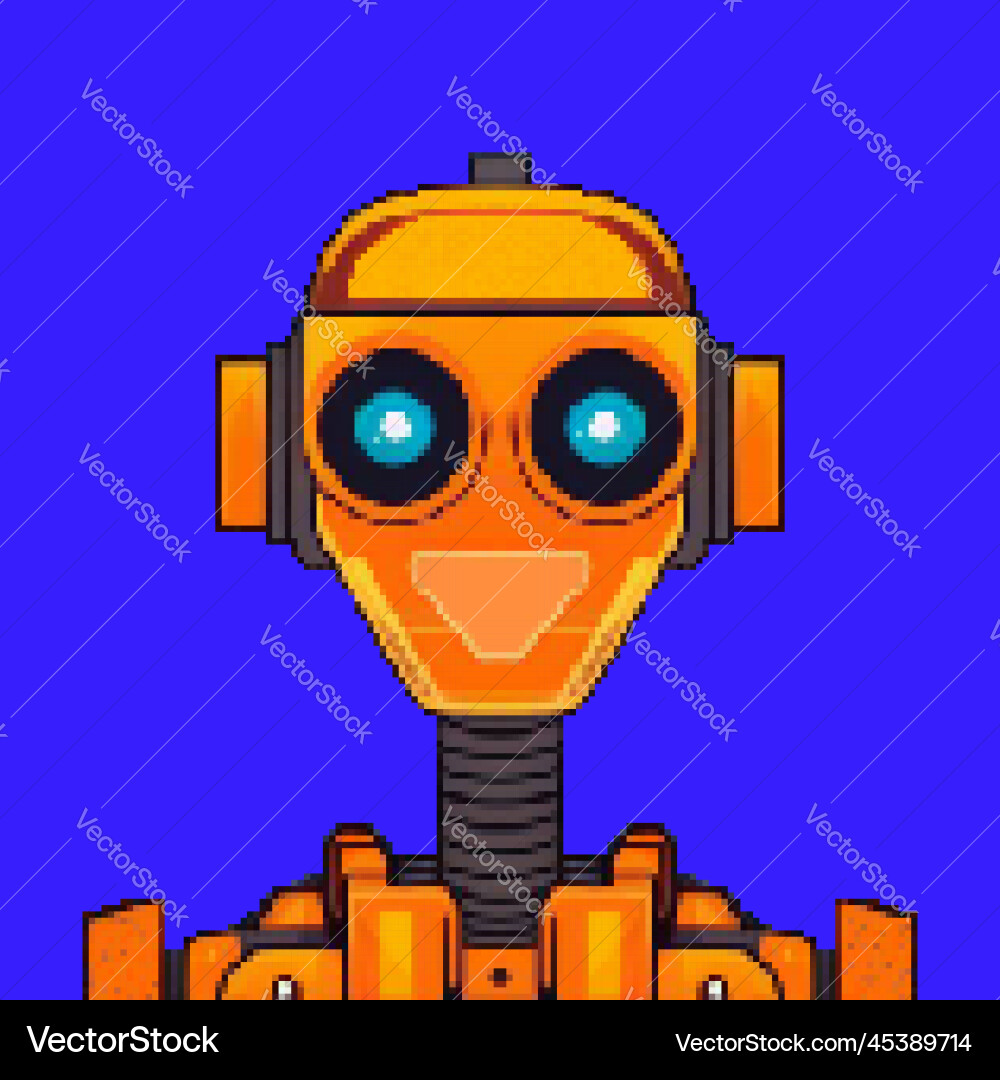 Nft robot pixel art cartoon character Royalty Free Vector
