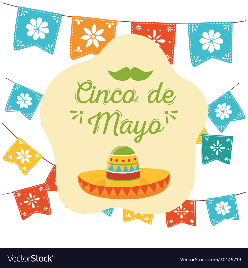 Cinco de mayo hat traditional pennants mexican Vector Image