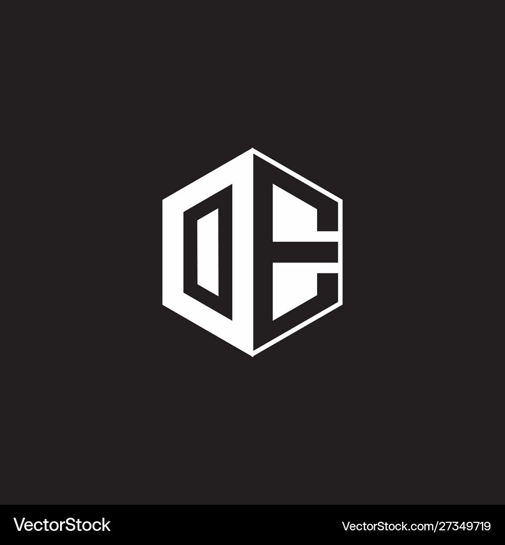 Oe logo monogram hexagon with black background Vector Image