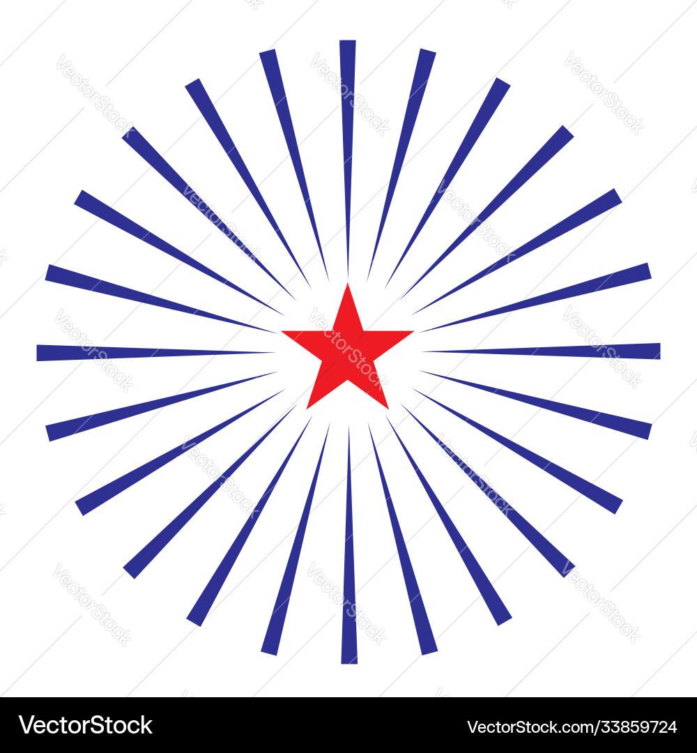 American star with rays symbol icon Royalty Free Vector