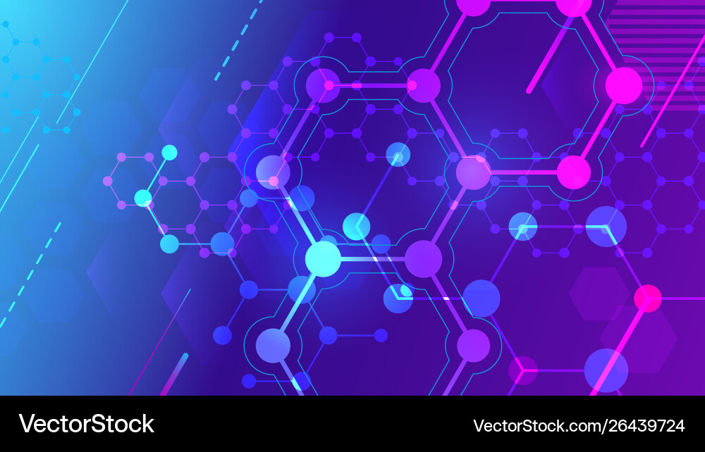 Color molecular structure hexagonal molecule grid Vector Image