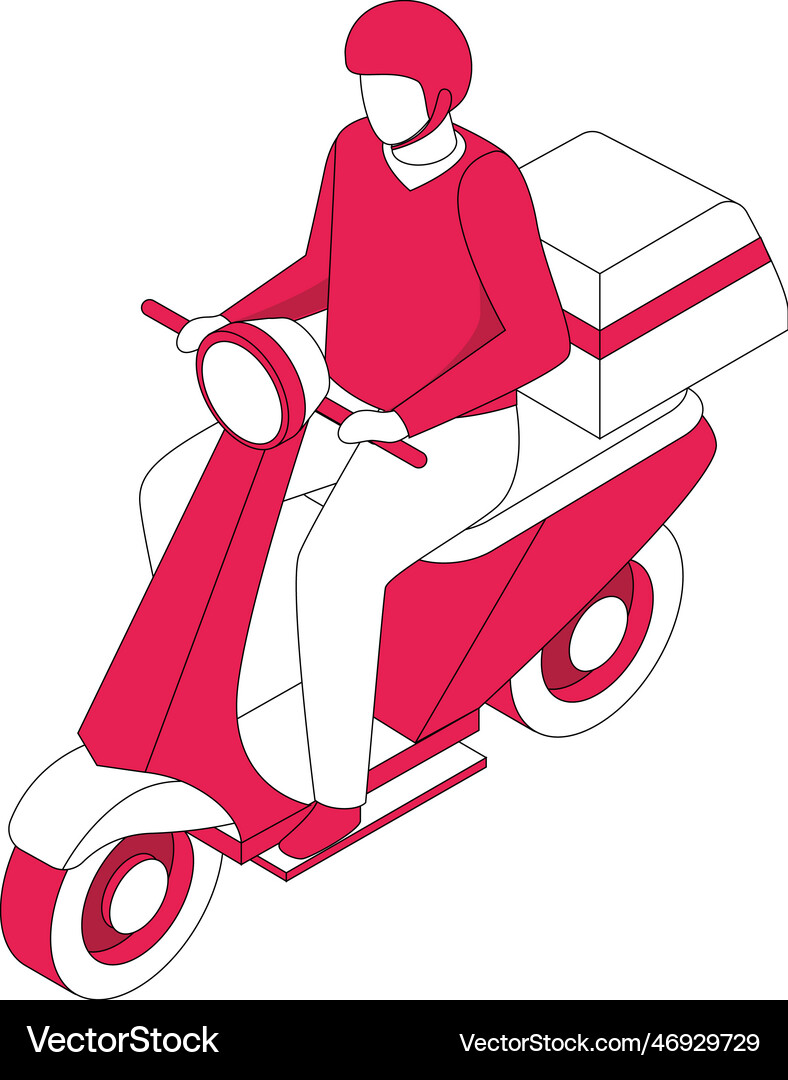 Isolated delivery guy character on motorcycle Vector Image