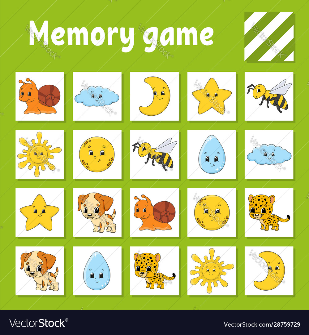 Memory Game For Kids Education Developing Vector Image
