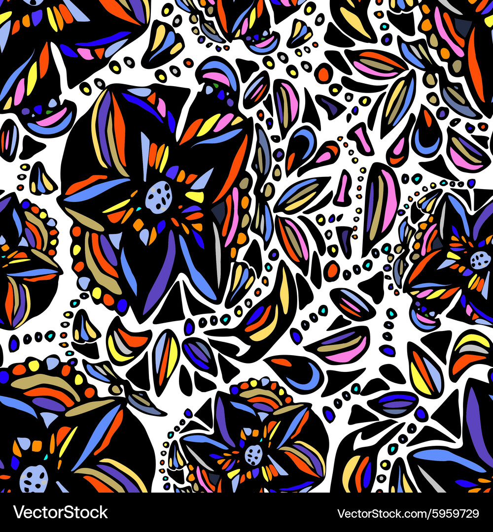 Seamless doodle flower background Royalty Free Vector Image