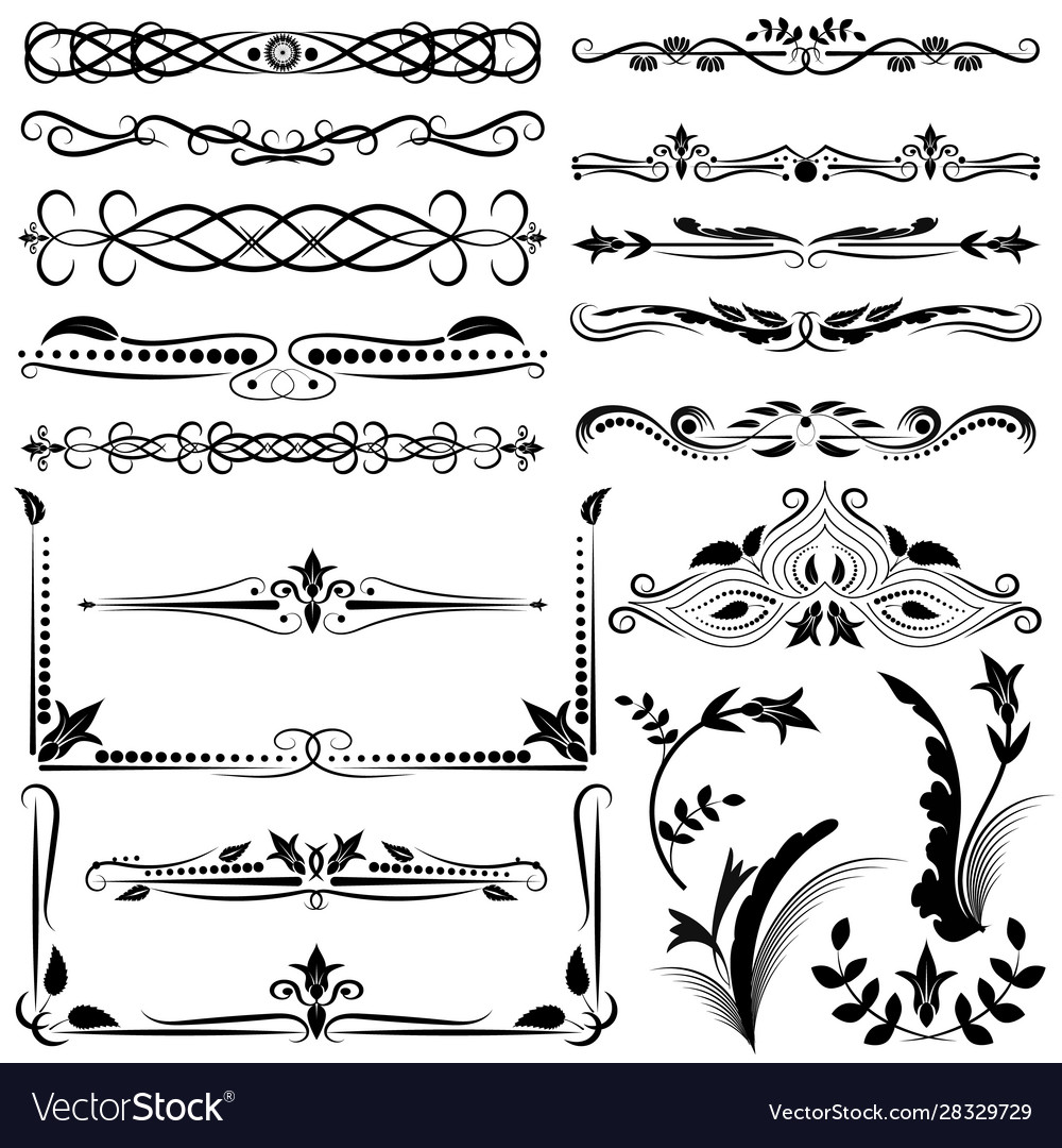 Set decor elements and frames Royalty Free Vector Image