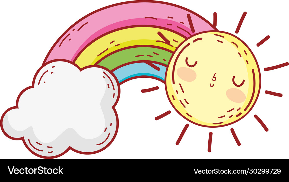 Sun rainbow cloud sky fantasy isolated icon design